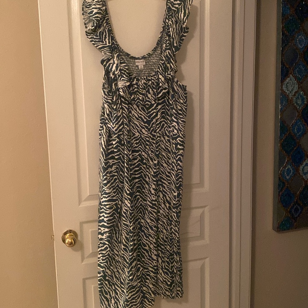 Ava & Maria Green And White Zebra Print Dress - Gem